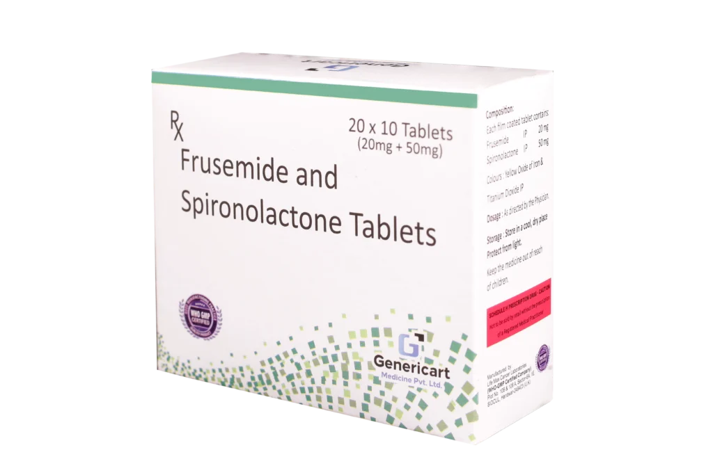 FRUSEMIDE 20 MG + SPIRONOLACTONE 50 MG 10 TABLETS - medsin.in