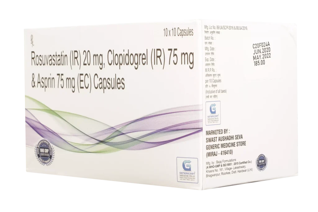 ROSUVASTATIN (IR) 20 MG + CLOPIDOGREL (IR) 75 MG +ASPIRIN (EC) 75 MG 10 ...